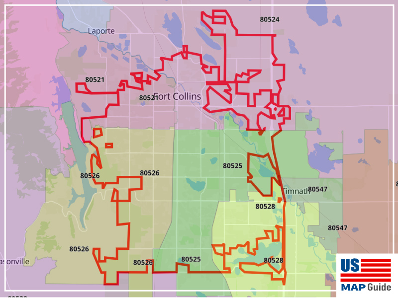 Fort Collins, CO Zip Code Map (5 Zip Codes) – US Map Guide