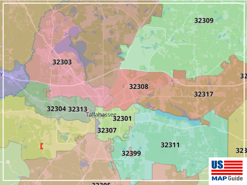 Tallahassee, FL Zip Code Map (14 Zip Codes) – US Map Guide